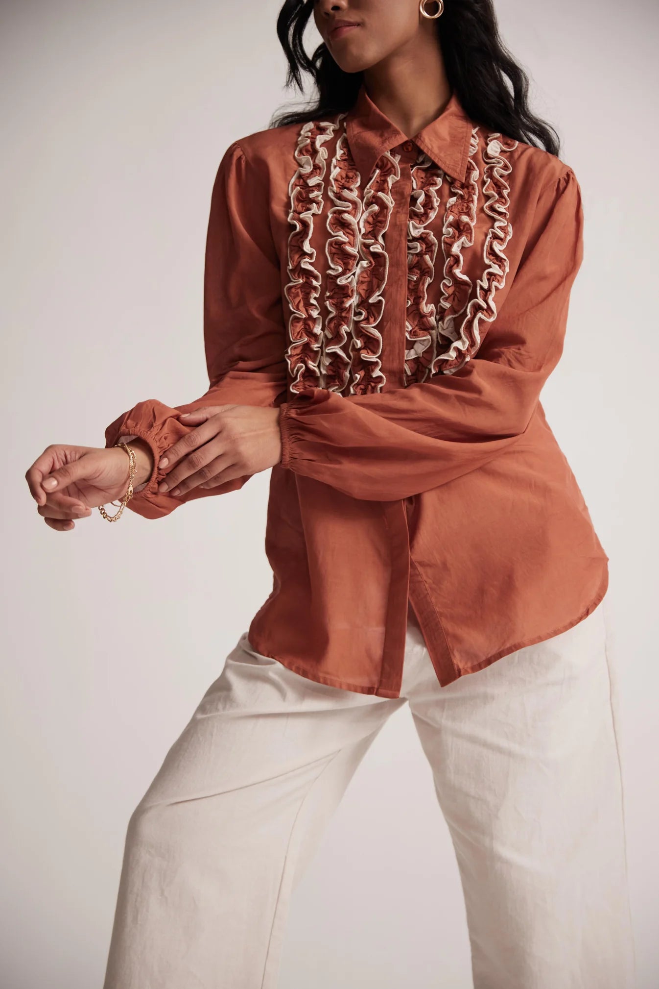 Mia Coco Brown Ruffle Shirt – Eco Threads Clothing